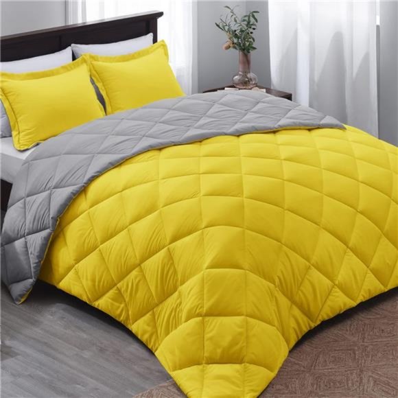 Bedding | Basic Beyond Yellow Comforter Set Queen Reversible Down ...